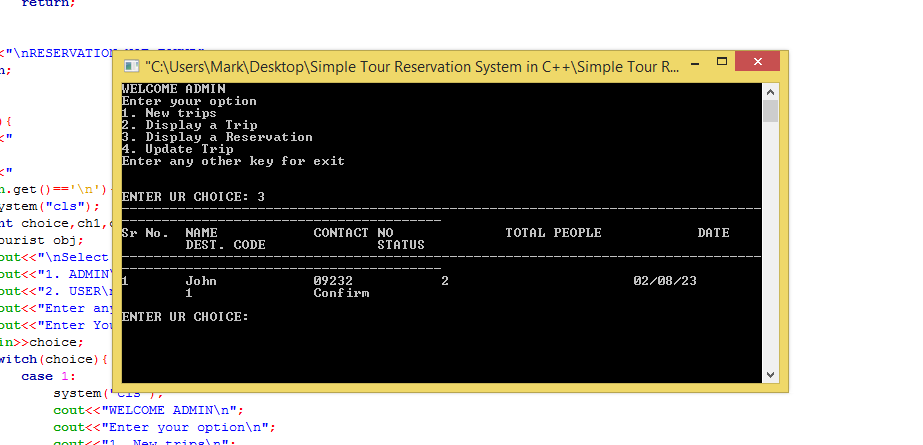 Simple Tour Reservation System In C Free Source Code Sourcecodester